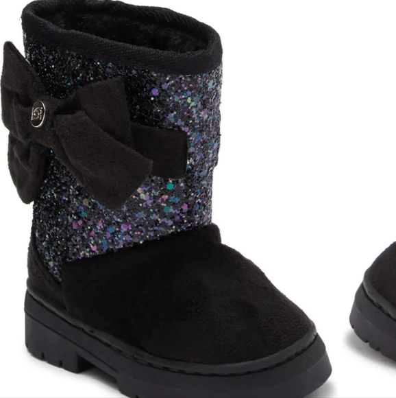 bebe | Shoes | Bebe Toddler Girls Black Faux Fur Boots With Bows And ...
